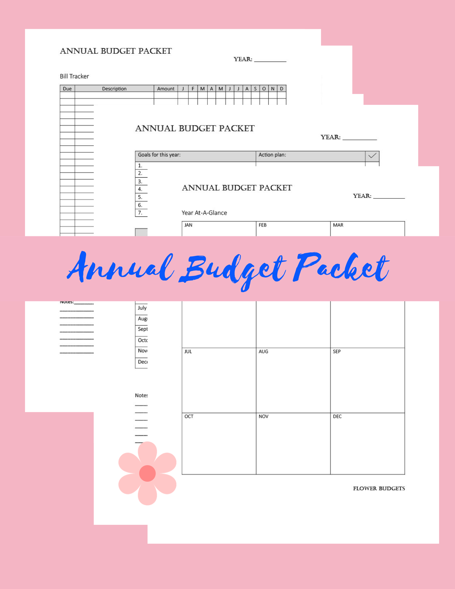 Annual Budget Printable Packet (Digital Download) – Flower Budgets