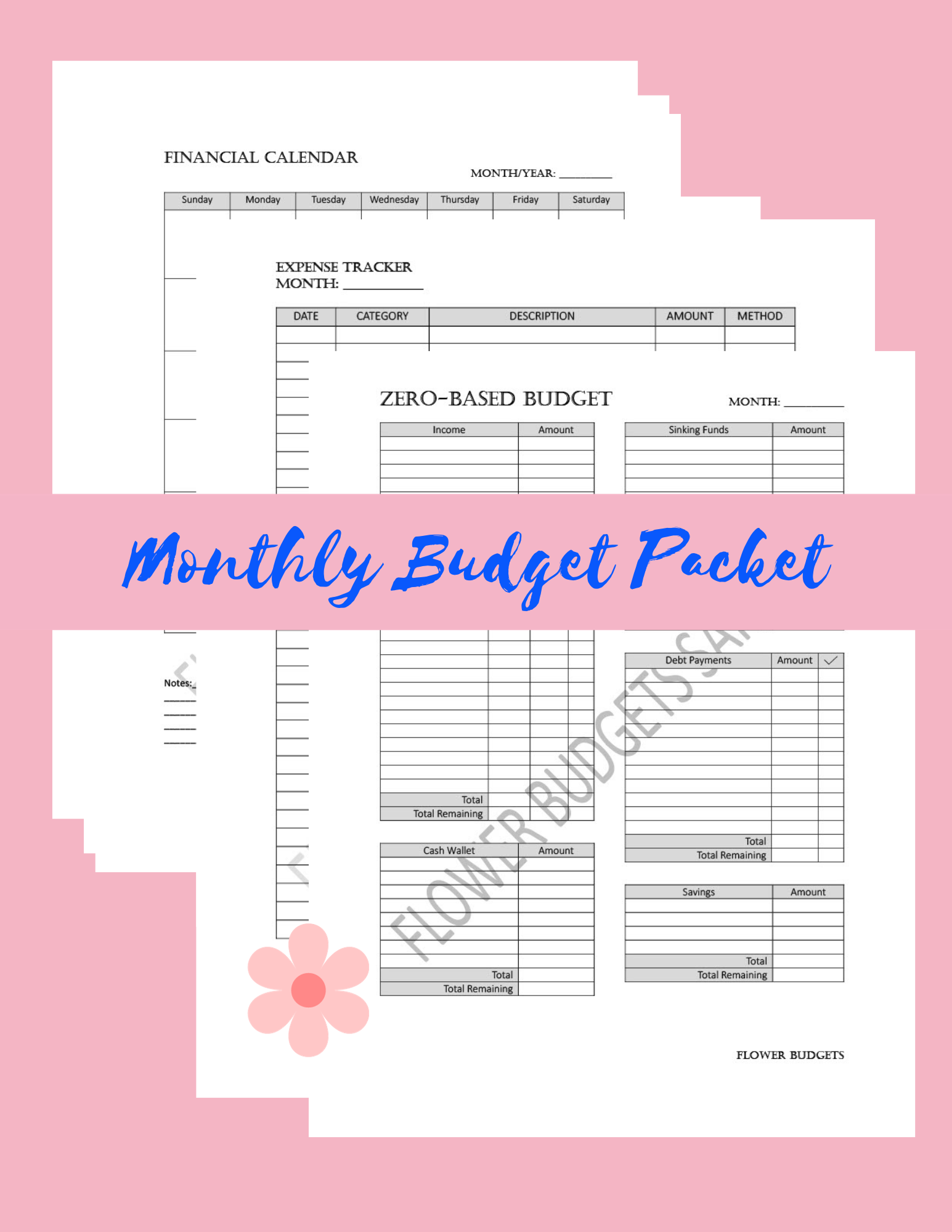 Monthly Budget Printable Packet (Digital Download) – Flower Budgets